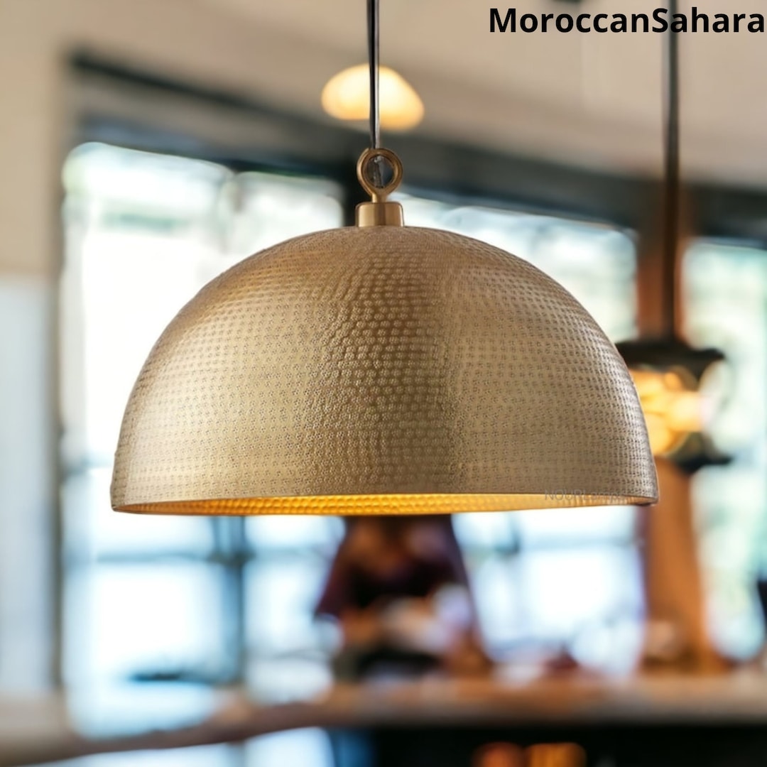 Hammered Brass Dome Pendant Light: Moroccan Style Ceiling Lamp - Etsy