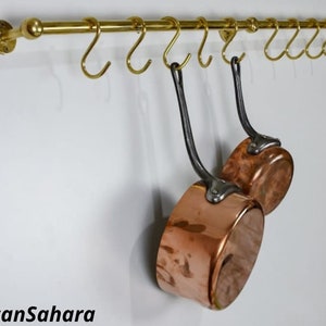 Unlacquered Brass Pot Rail With "s' Hooks,solid Brass Hanging Pot and ...