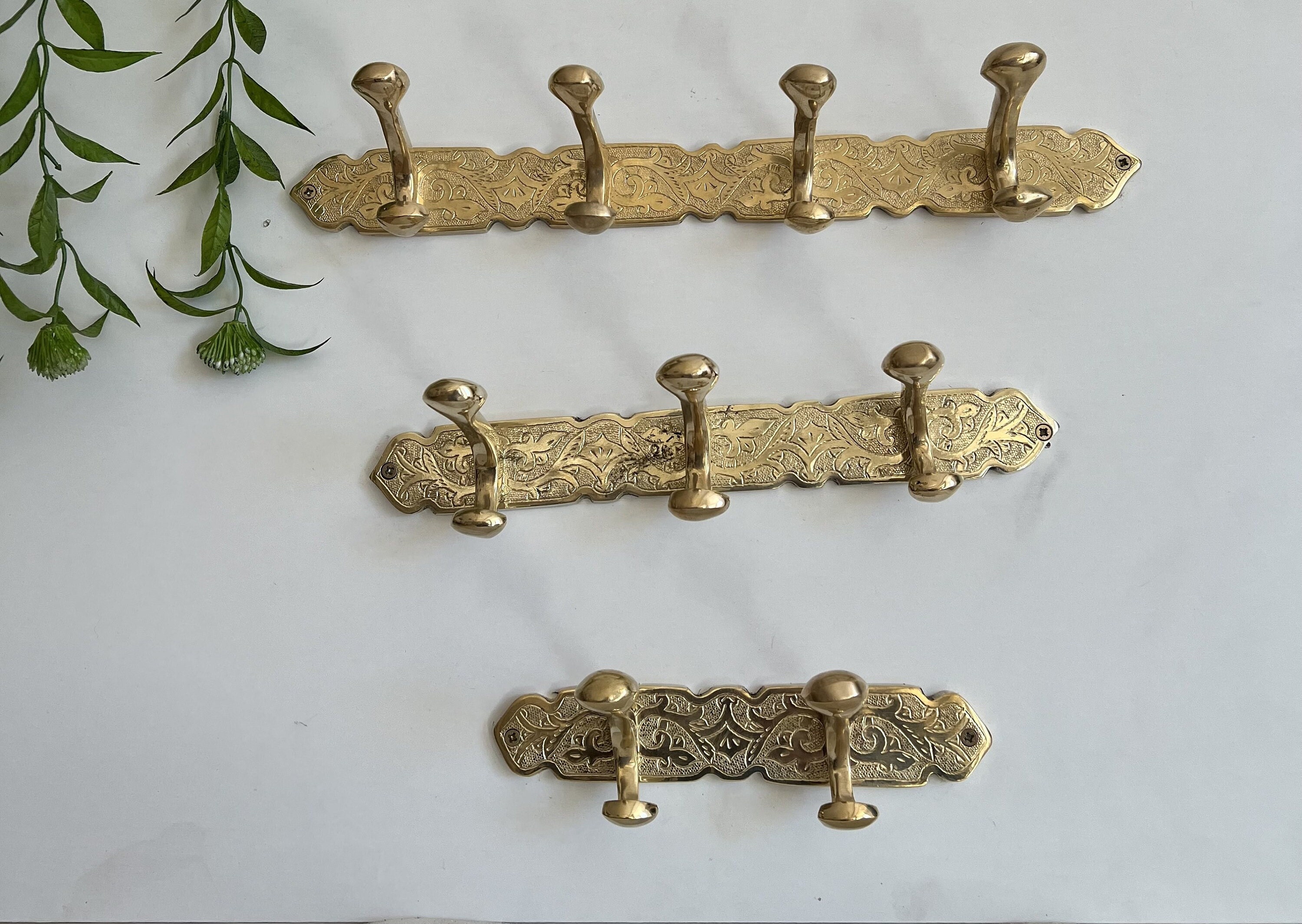Premium Solid Brass Coat Rack With Dual Hooks Versatile Brass Wall ...