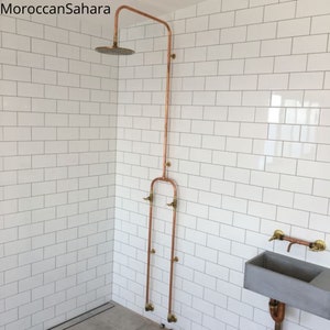 Solid Copper Shower Set of Complete Solid Copper and Brass RAW Copper ...