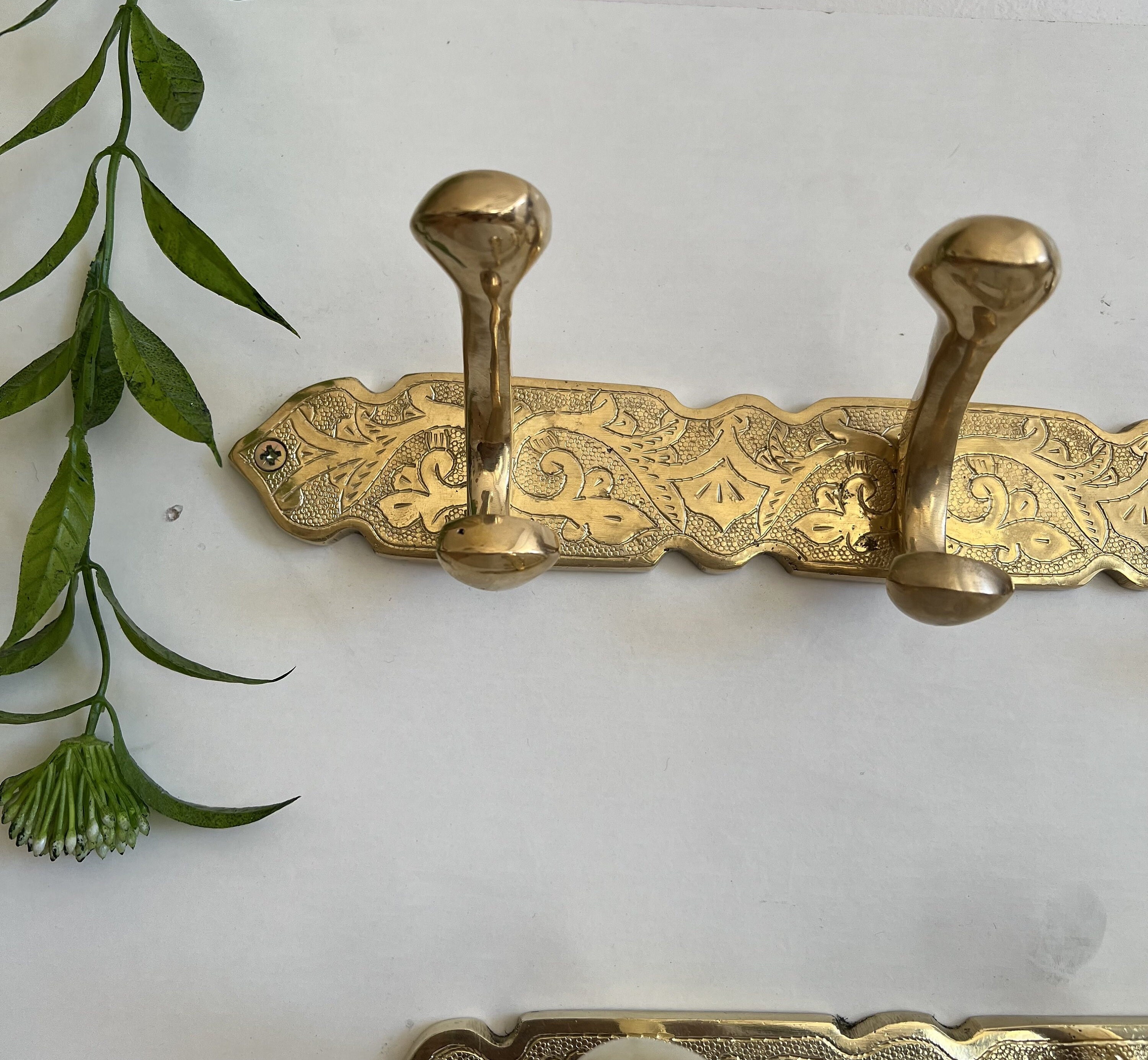 Premium Solid Brass Coat Rack With Dual Hooks Versatile Brass Wall ...