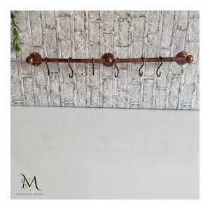 Copper Pot Rack Wall Mount for Kitchen With "s" Hooks - Brass Pot Rack ...