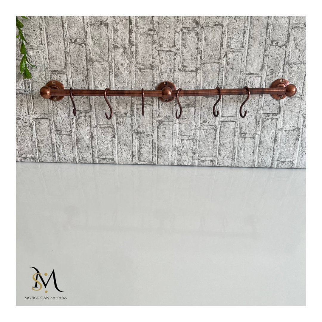 Copper Pot Rack Wall Mount for Kitchen With s Hooks Brass Pot Rack ...