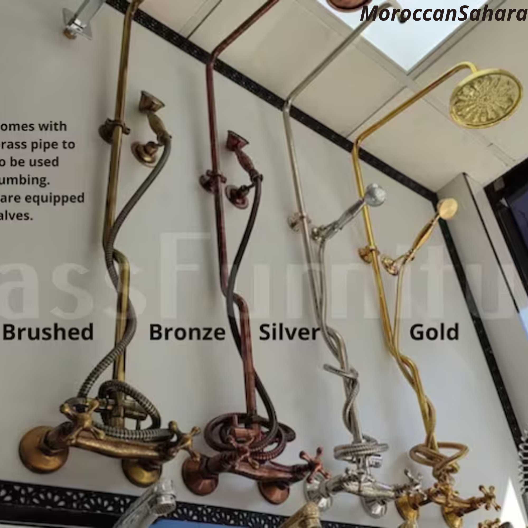 Brass Exposed Shower Combo System, Handcrafted Combo-free Customization ...