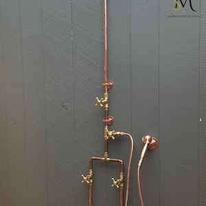 Solid Copper Shower Set of Complete Solid Copper and Brass | RAW Copper ...