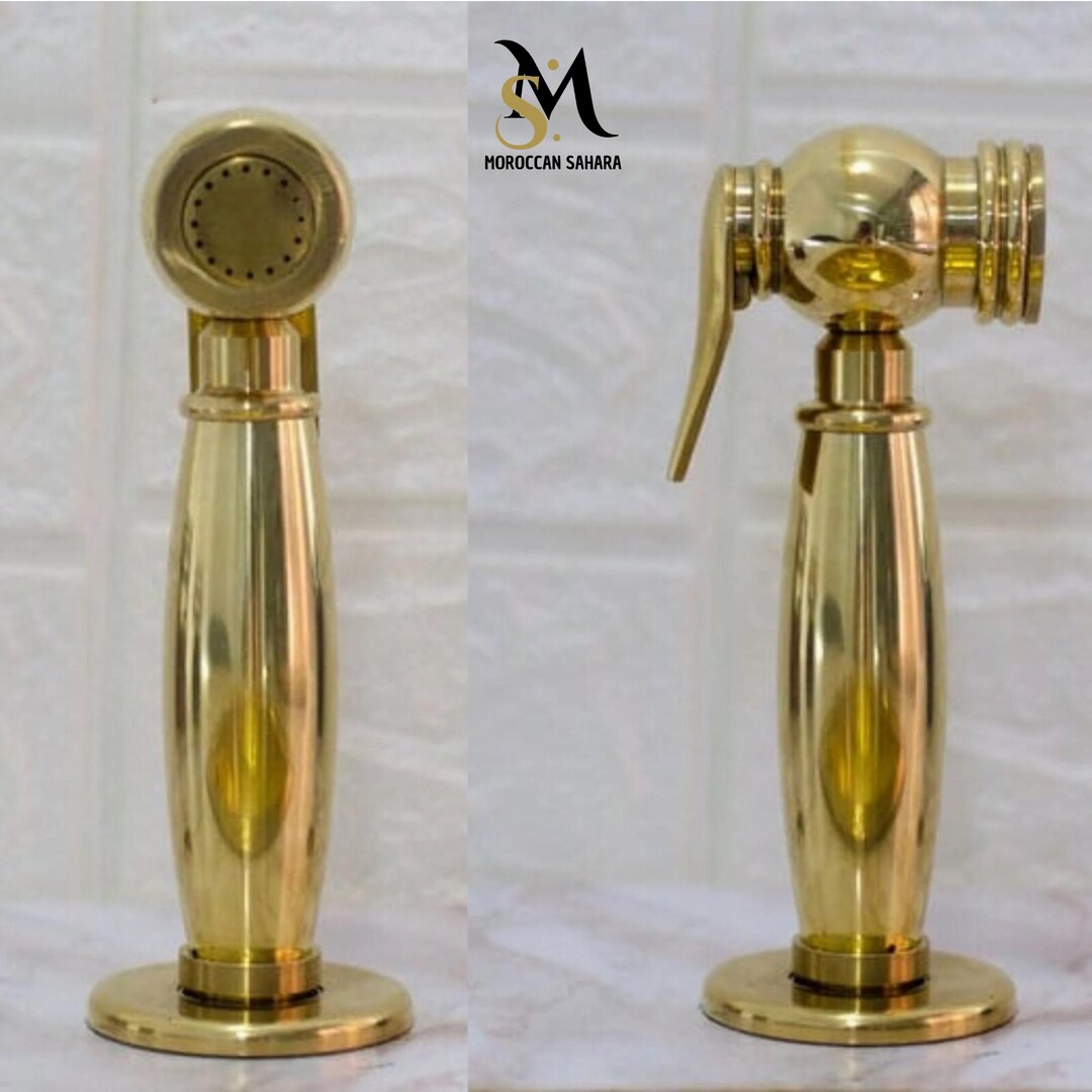 Solid Brass Kitchen Hand Sprayer, Insideast Unlacquered Brass Side ...