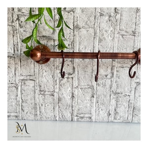 Copper Pot Rack Wall Mount for Kitchen With "s" Hooks - Brass Pot Rack ...