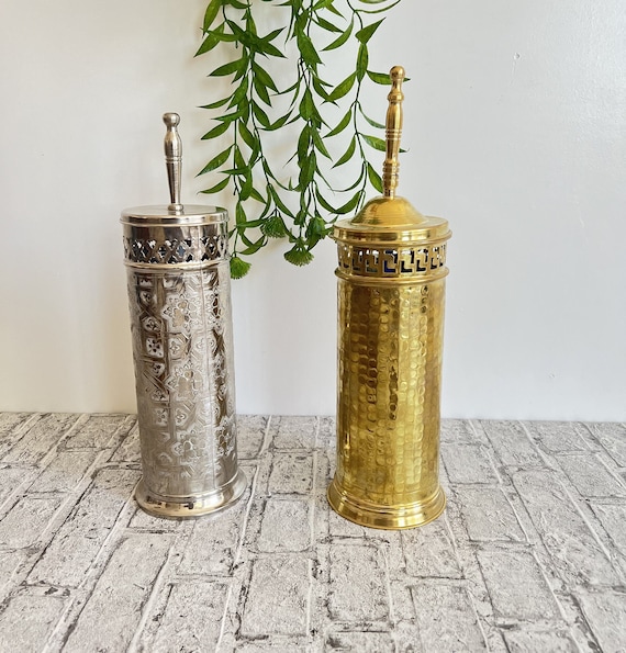 Handcrafted Antique Brass Toilet Bowl Brush and Moroccan Bathroom Brass Plastic Storage Basket Toilet Brushes Toilet Brushes Brass St Basket Etsy UK