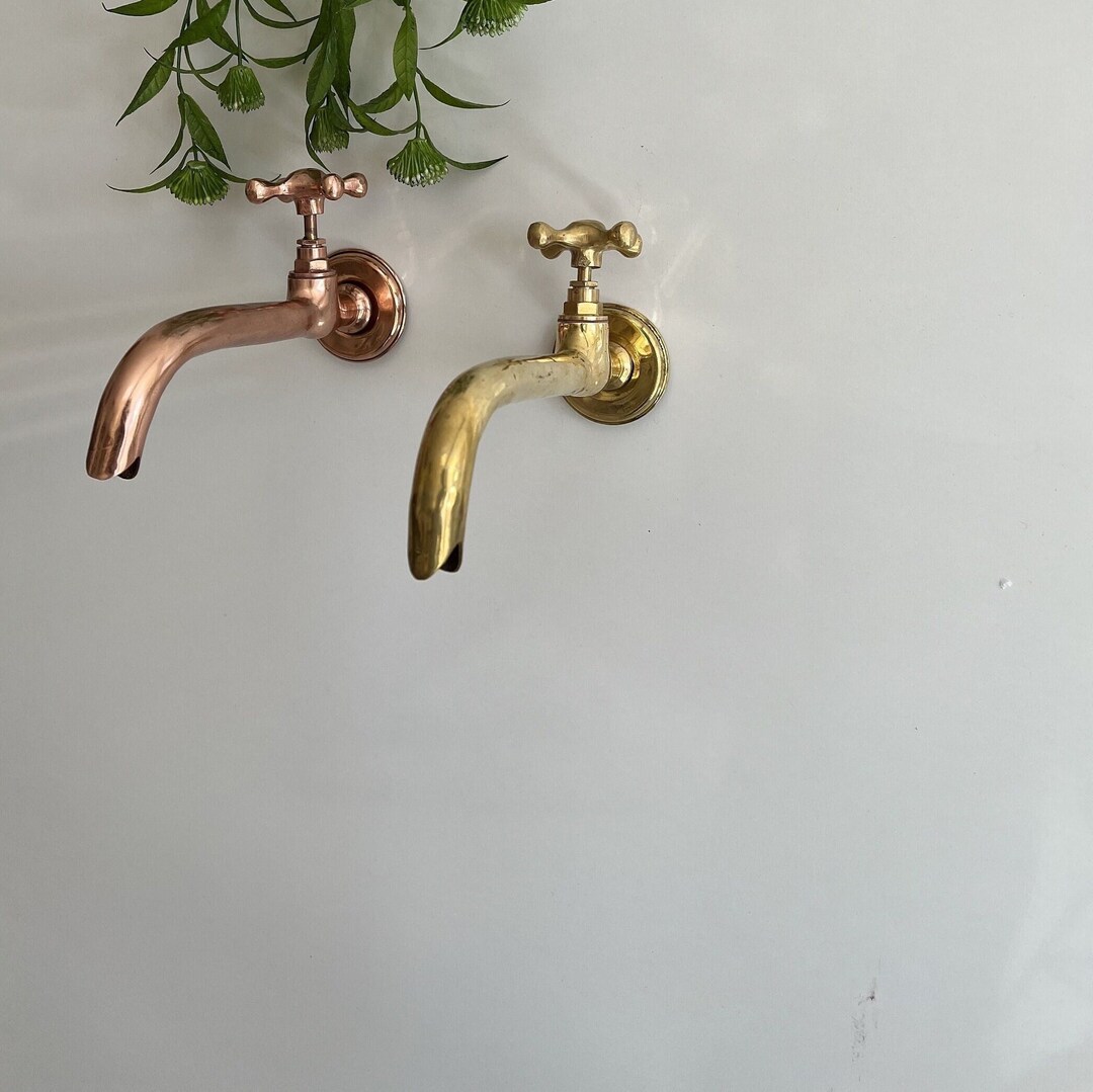 Wall Faucet , Brass Water Tap, , Water Spigot , Antique Garden Tap , Wall Mounted Pure Brass ...