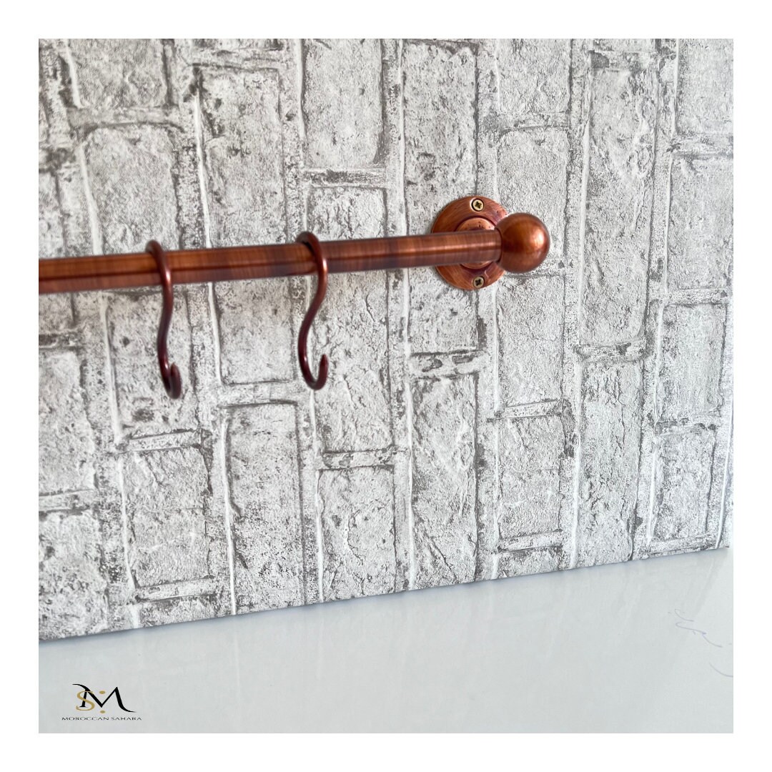 Copper Pot Rack Wall Mount for Kitchen With s Hooks Brass Pot Rack ...