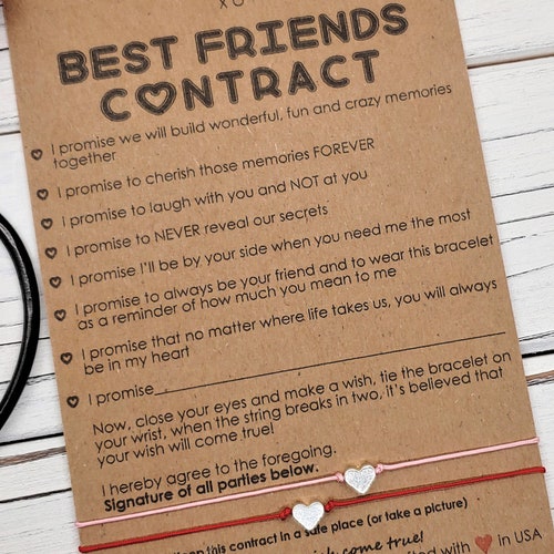 Best Friend Gifts Best Friends Contract Friendship Bracelet - Etsy