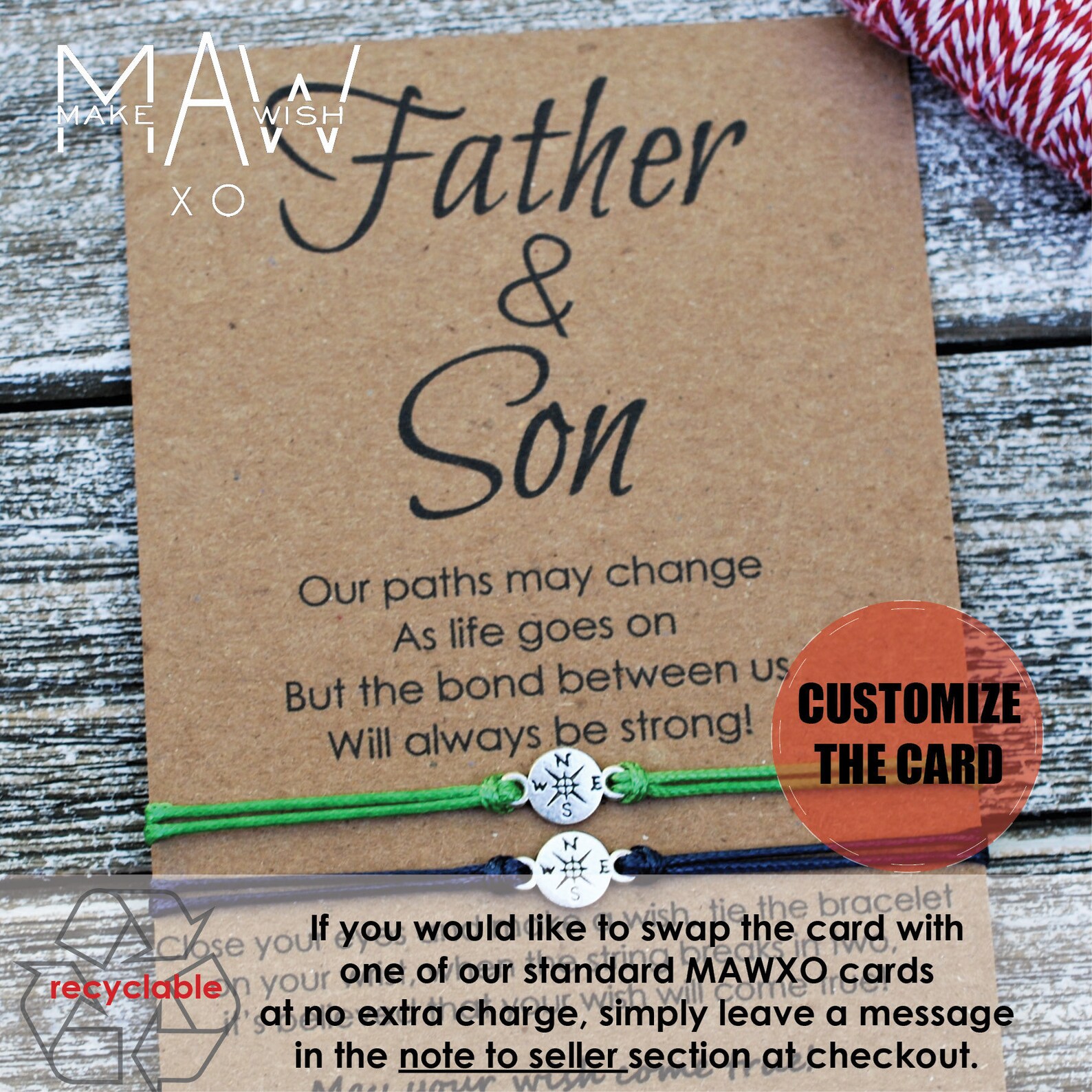 Father Son Bracelets Fathers Day Gift Dad Bracelet Dad Birthday Dad ...