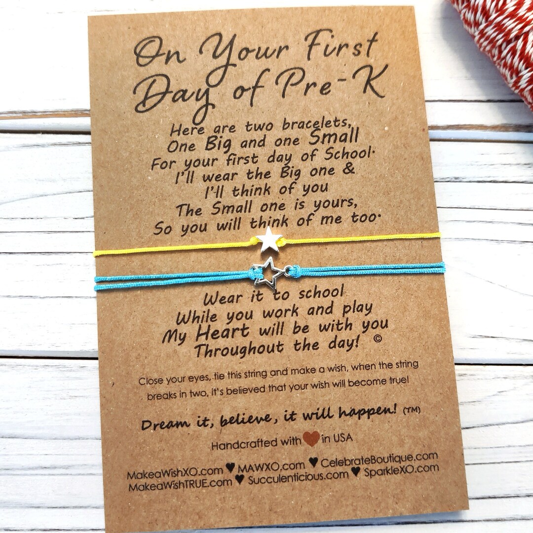 First Day of Pre-k Bracelet First Day of School Bracelet Mommy and Me ...