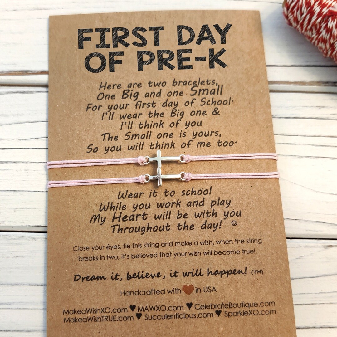 First Day of Pre-k Bracelet, First Day of Kindergarten, Back to School ...