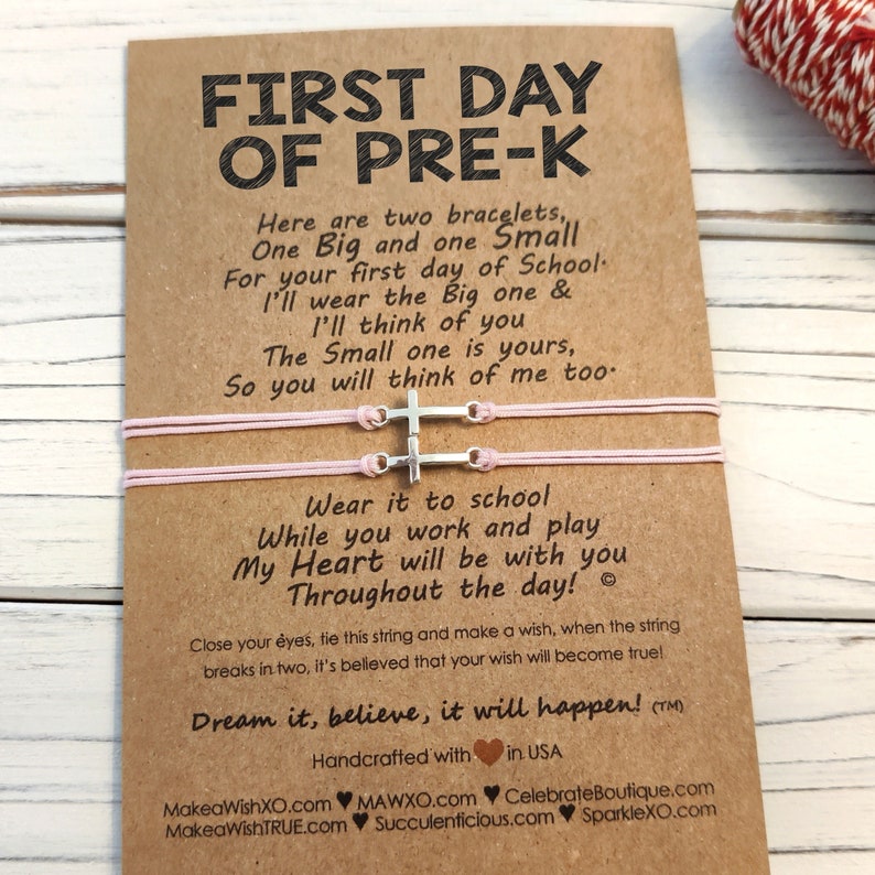 First Day of Pre-k Bracelet, First Day of Kindergarten, Back to School ...