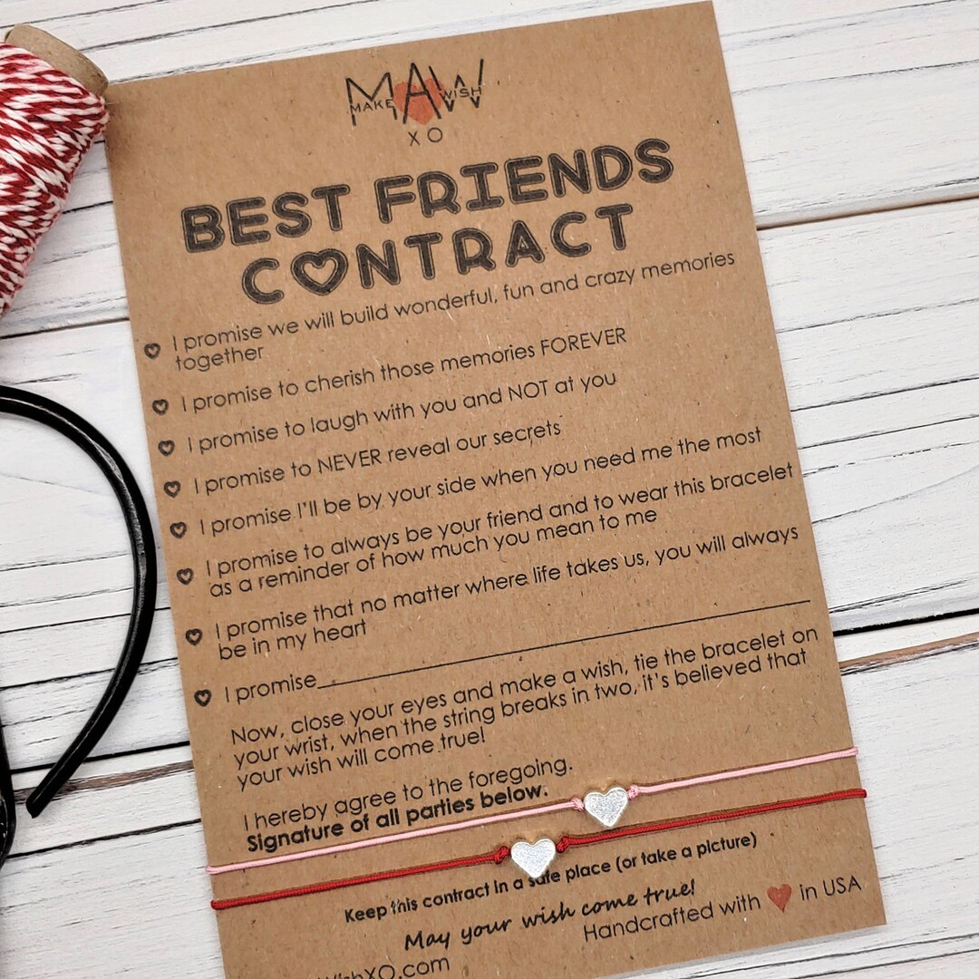 Best Friend Gifts Best Friends Contract Friendship Bracelet Matching ...