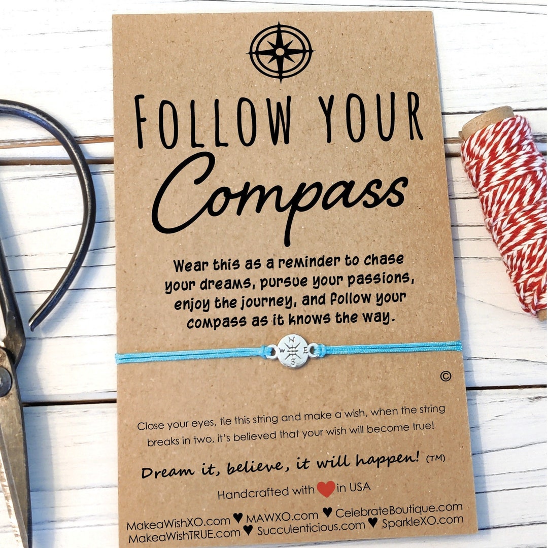 Follow Your Compass, Mantra Bracelet Macrame' Compass Bracelet ...