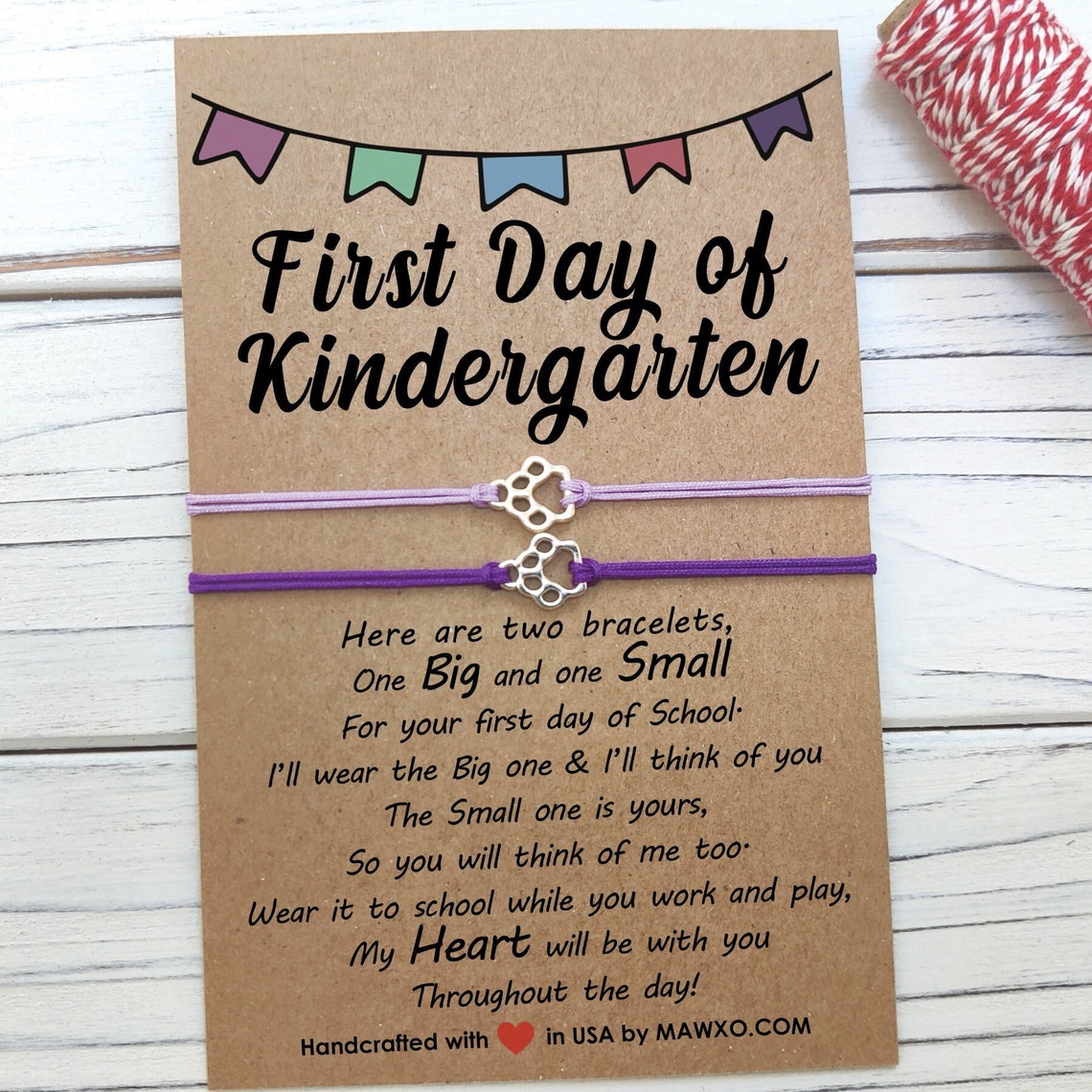 First Day of School Bracelet, First Day of Pre K, Kindergarten Bracelet ...