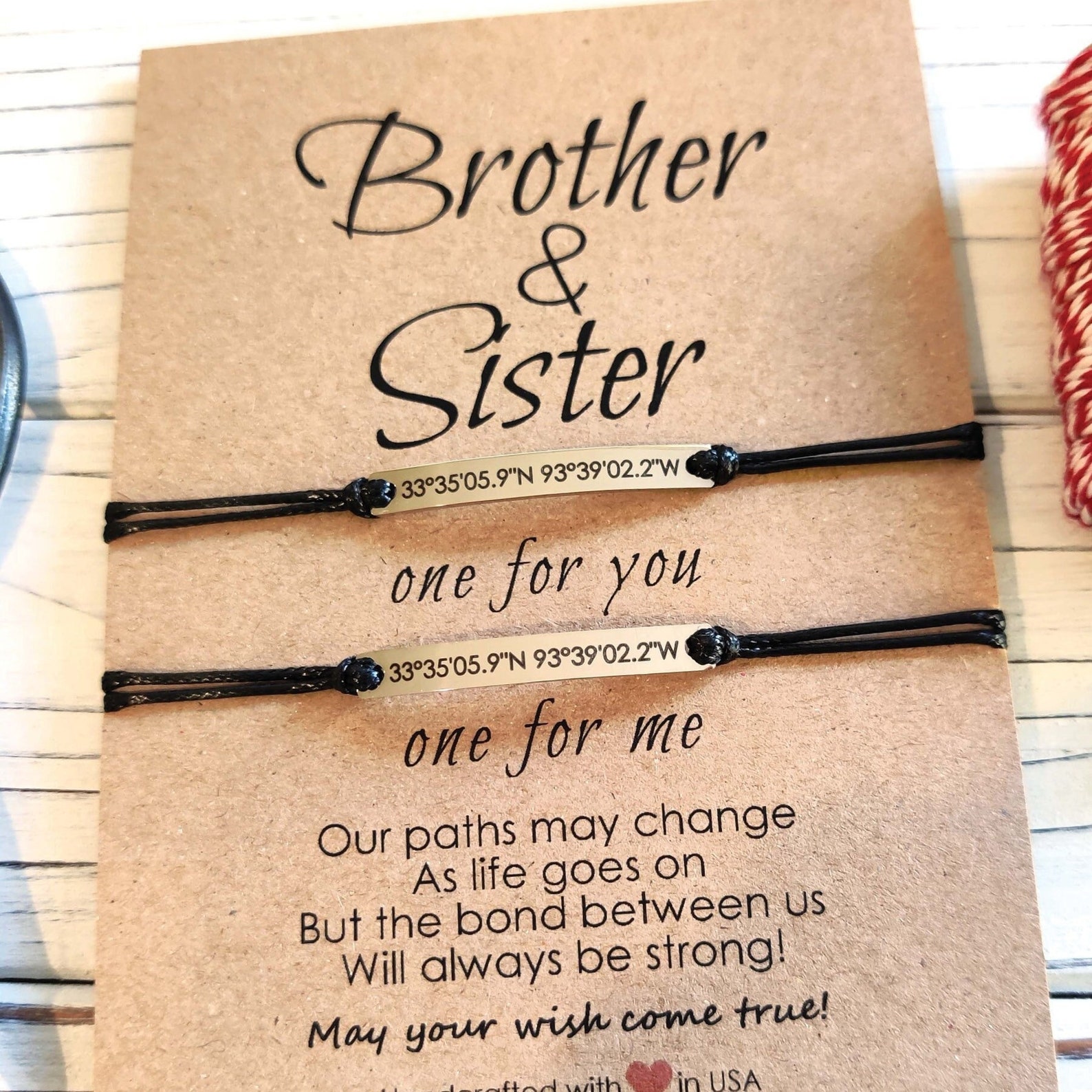 Brother and Sister Coordinate Bracelet for Him Custom Name Bracelet ...