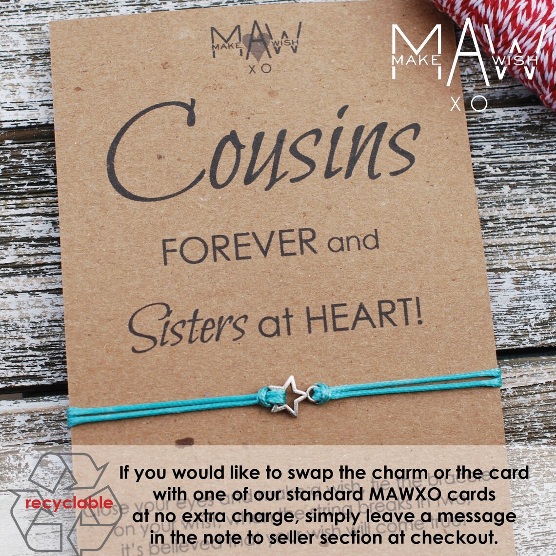 Cousin Gift Friendship Bracelet Star Bracelet for Cousin Bracelet Star ...