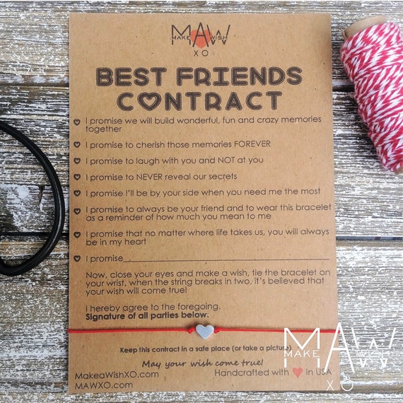 Best Friends Contract Friendship Bracelet Best Friend Gifts | Etsy