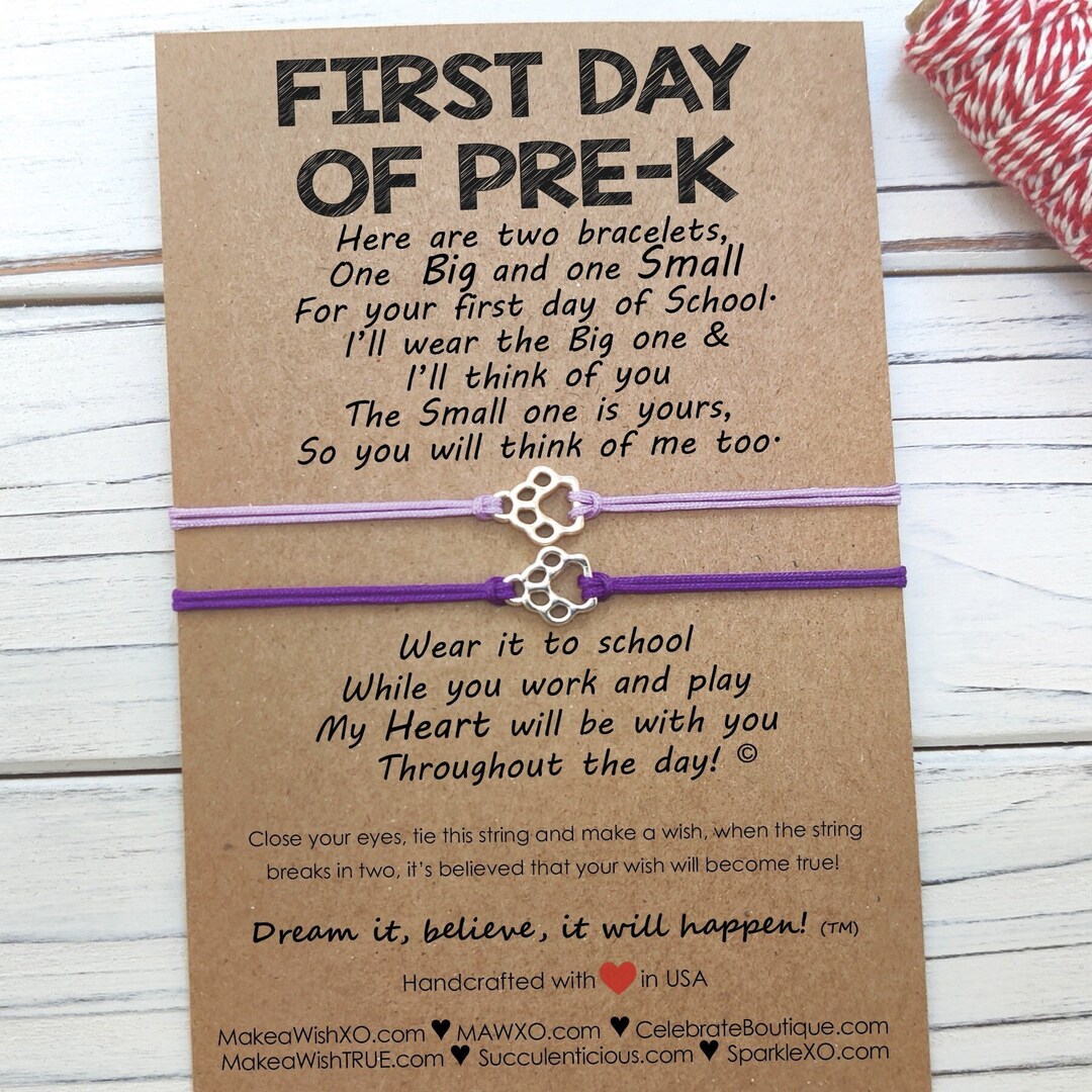First Day of Pre-k Bracelet, Back to School Bracelet, First Day of ...