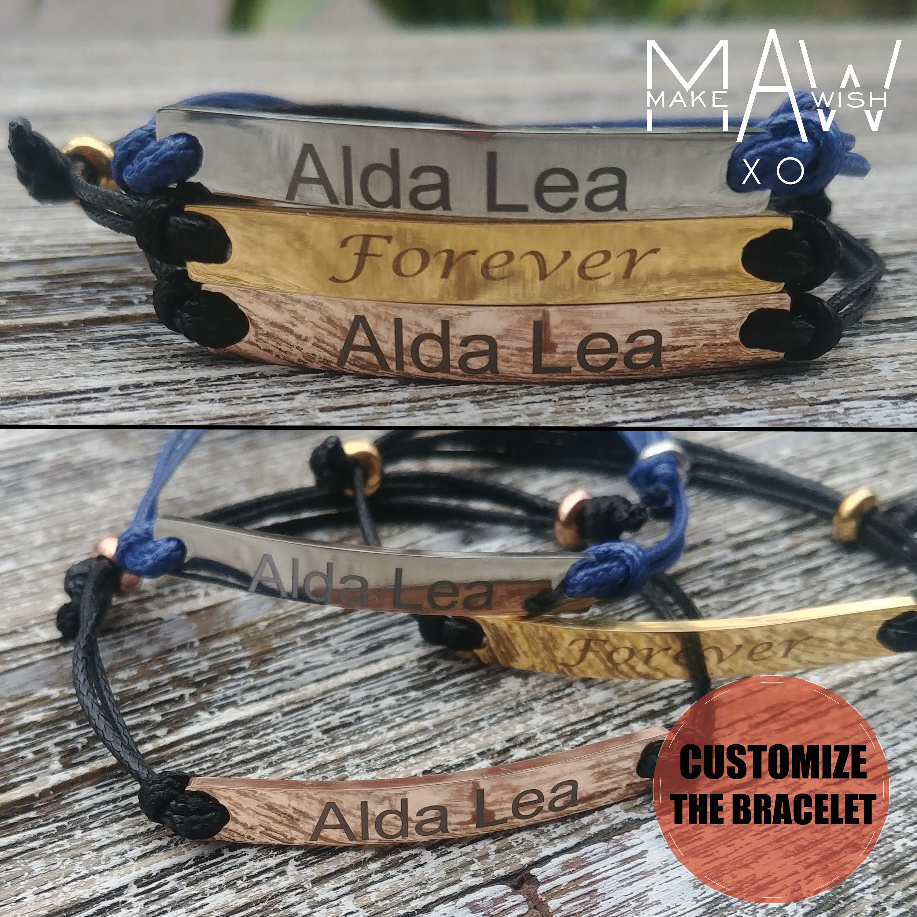 Brother and Sister Coordinate Bracelet for Him Custom Name Bracelet ...