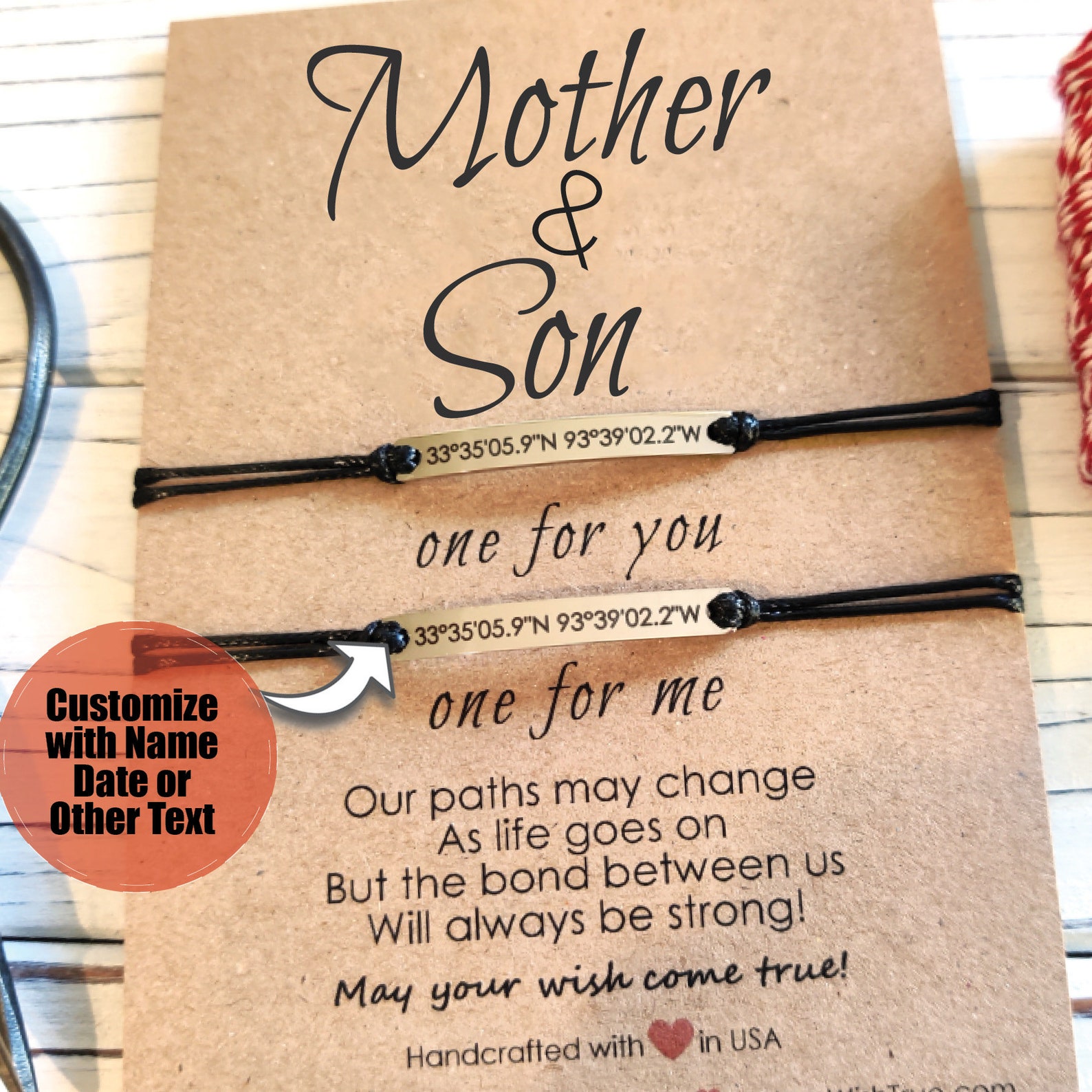 Mother Son Bracelets Engraved Bracelet for Mom Christmas - Etsy