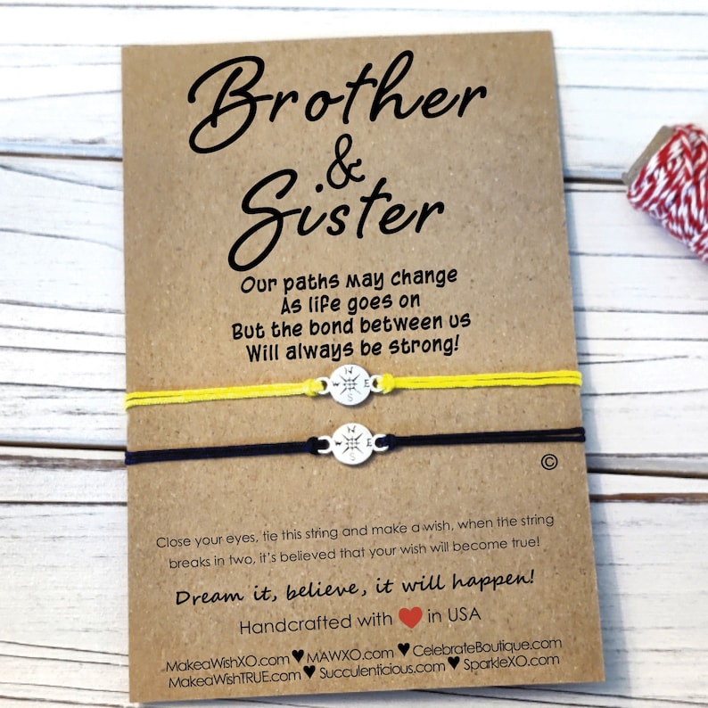 Brother Sister Gift Matching Friendship Bracelet Personalized Gift ...