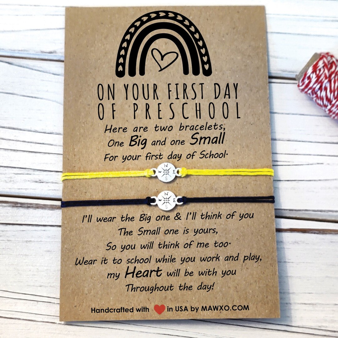 Preschool Bracelet First Day of Preschool Bracelet Mother Son First Day ...