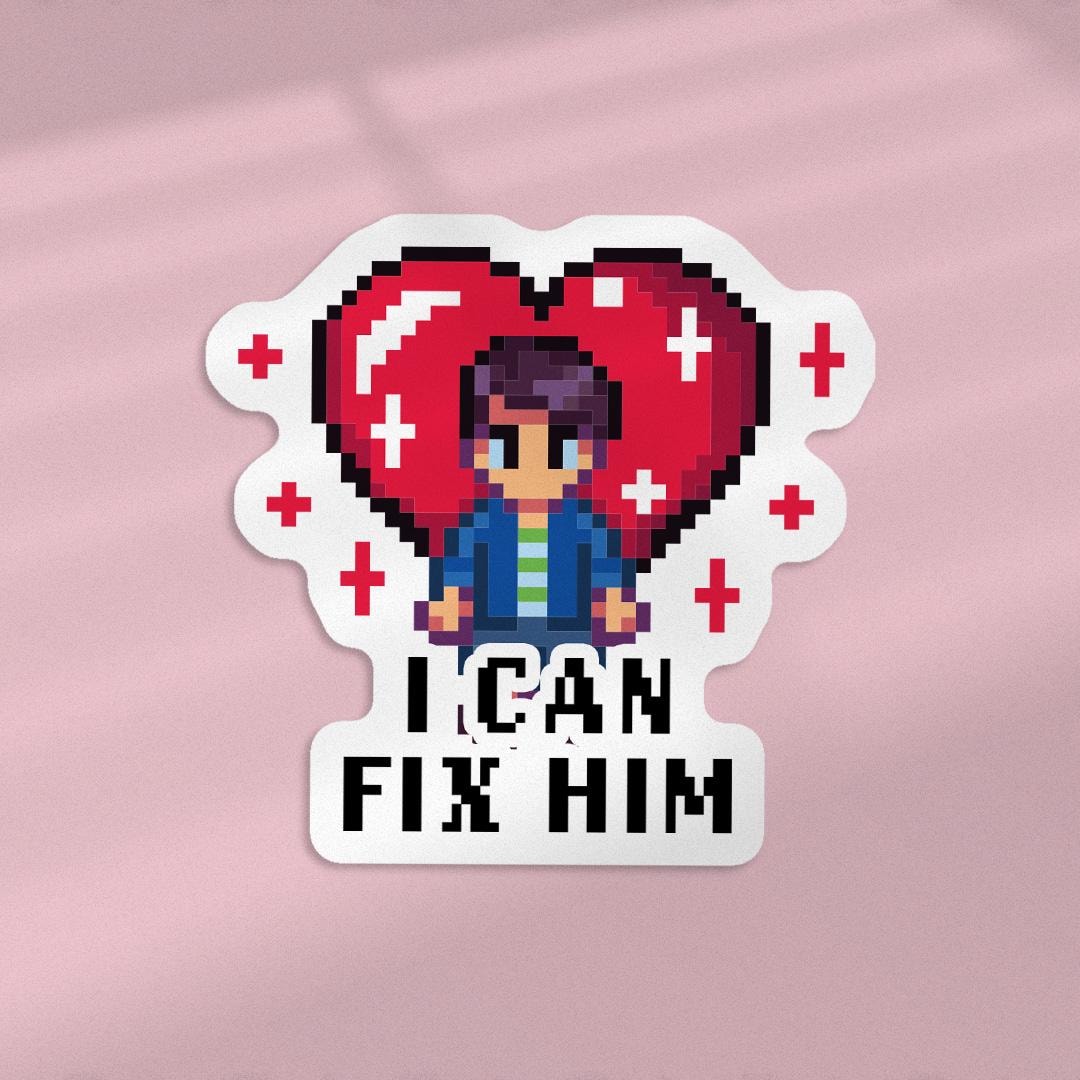 I Can Fix Him Sticker - Shane Stardew Valley Pixel Art Heart Decal ...