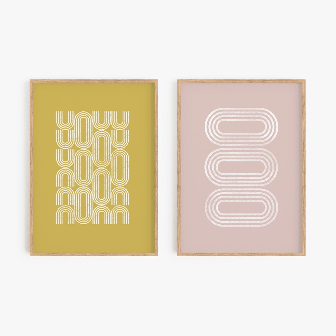 Mid Century Modern Posters .set of 2 Prints. Scandi Living Room Wall ...