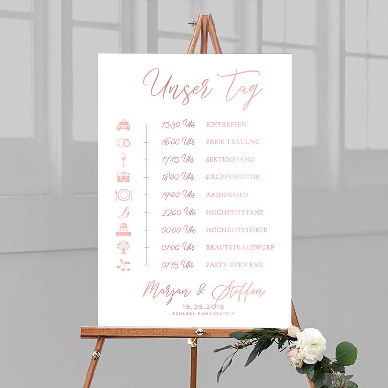 Ablaufplan zur Hochzeit personalisiert mit euren individuellen - Etsy.de