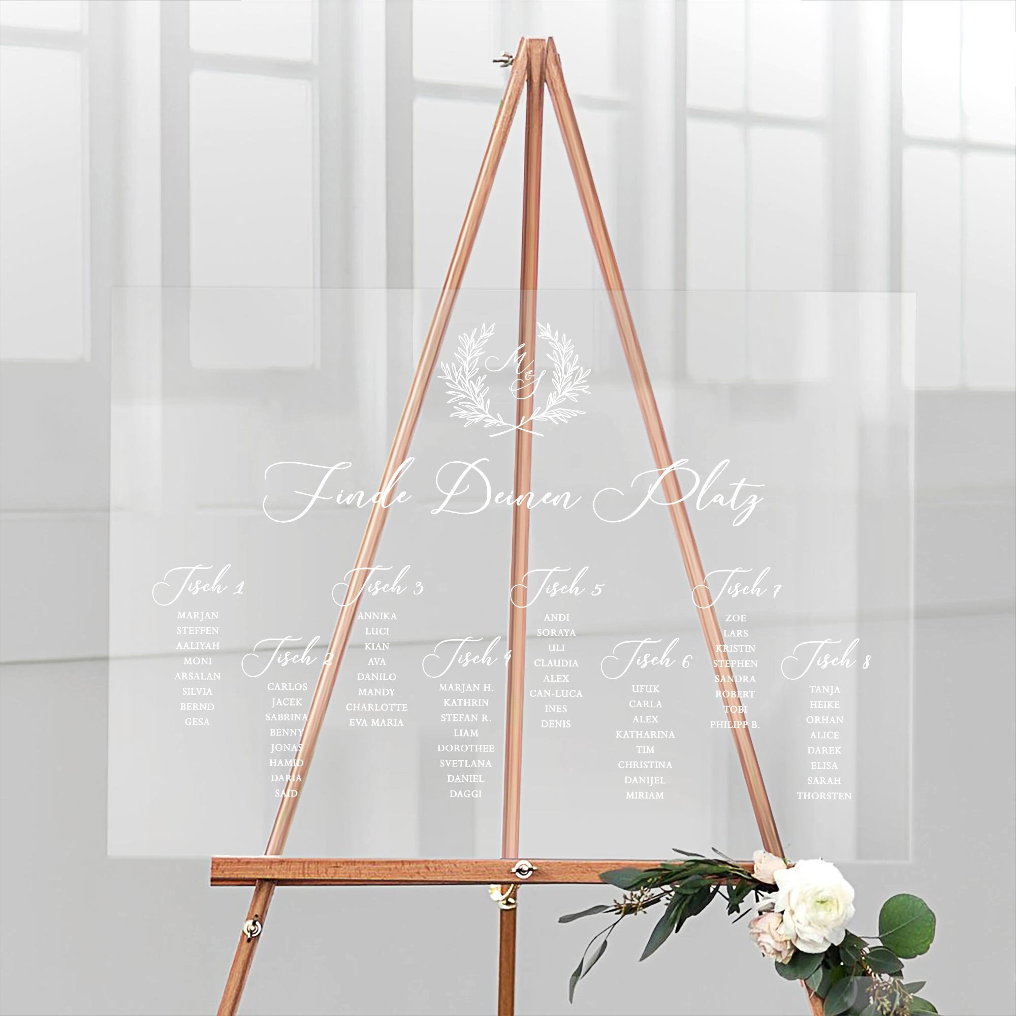 Sitzplan zur Hochzeit personalisiert mit euren Wunschnamen aus - Etsy