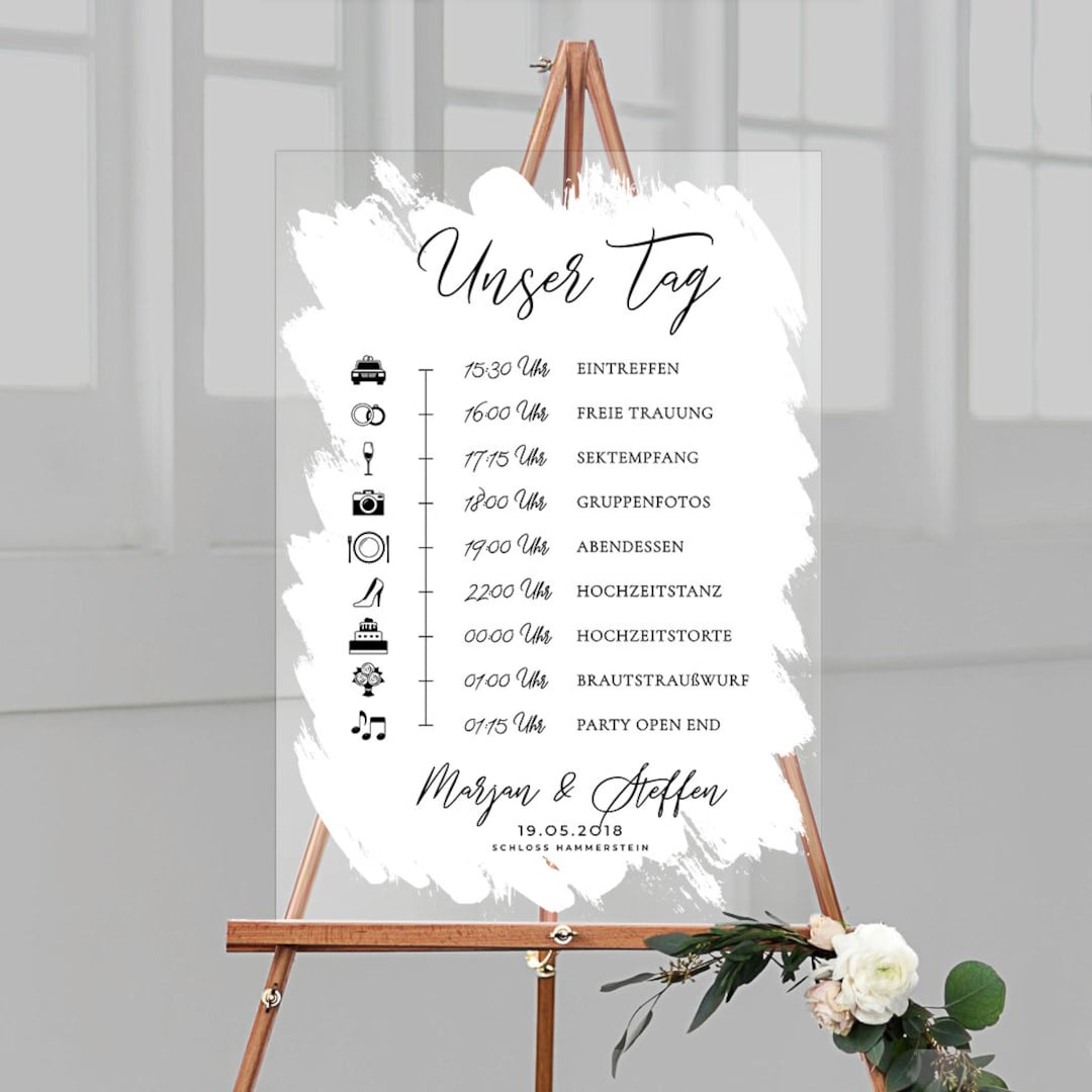 Ablaufplan zur Hochzeit personalisiert mit euren individuellen ...