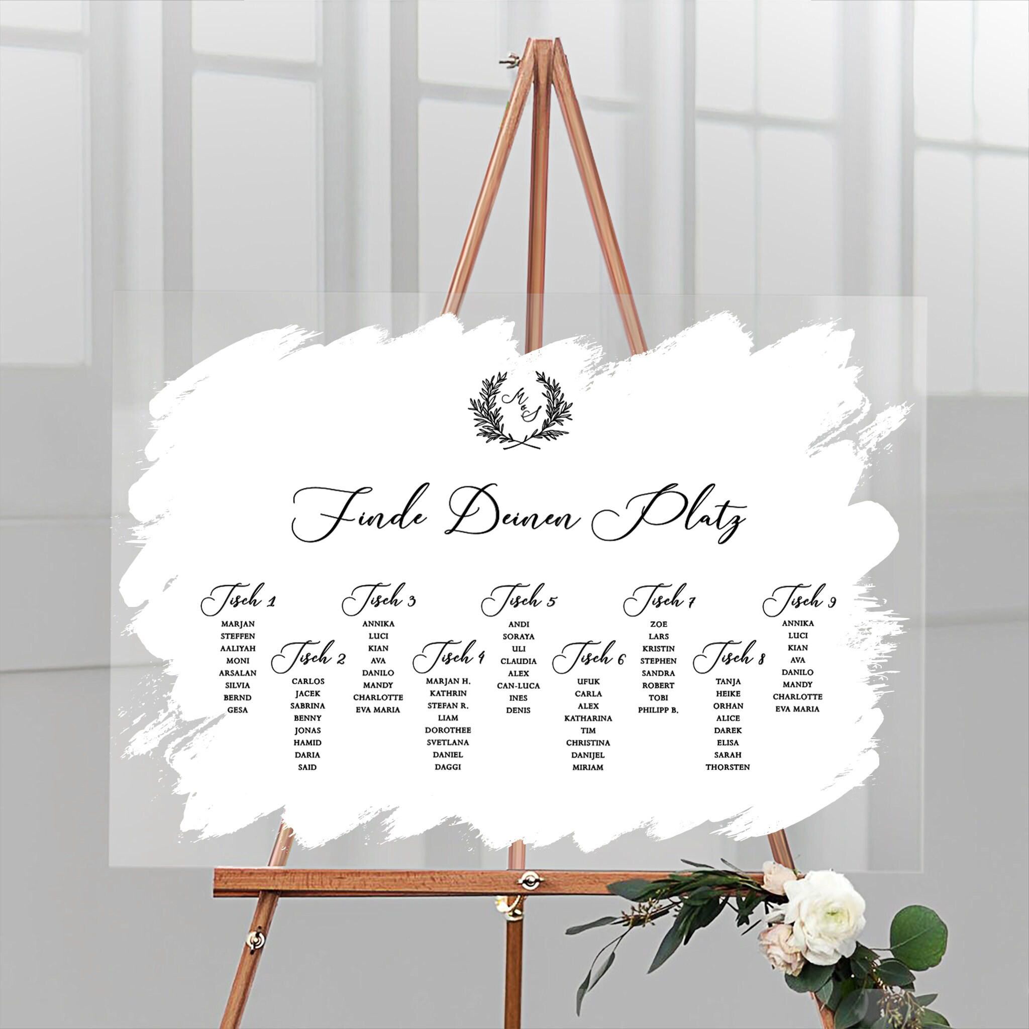 Sitzplan zur Hochzeit personalisiert mit euren Wunschnamen aus ...