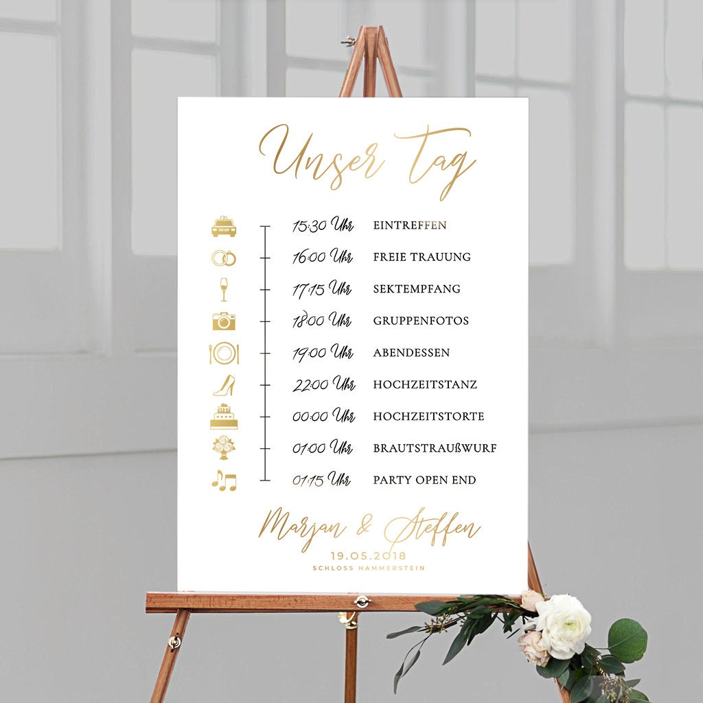 Ablaufplan zur Hochzeit personalisiert mit euren individuellen - Etsy.de