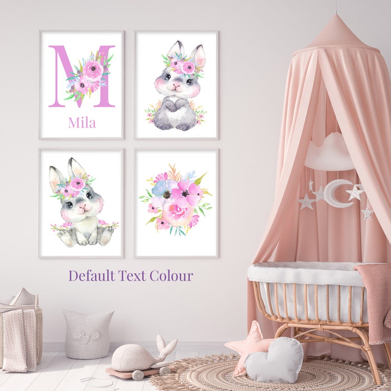 DIGITAL DOWNLOAD Printable Bunny Name Print Set Custom Girls - Etsy
