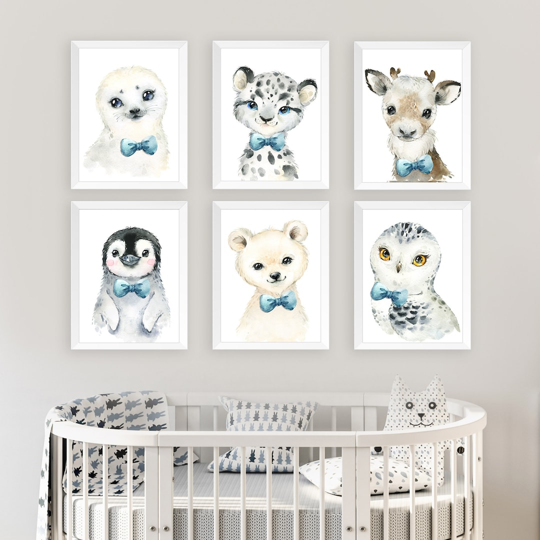 DIGITAL DOWNLOAD Printable Arctic Animals Nursery Print Set, Baby Room ...