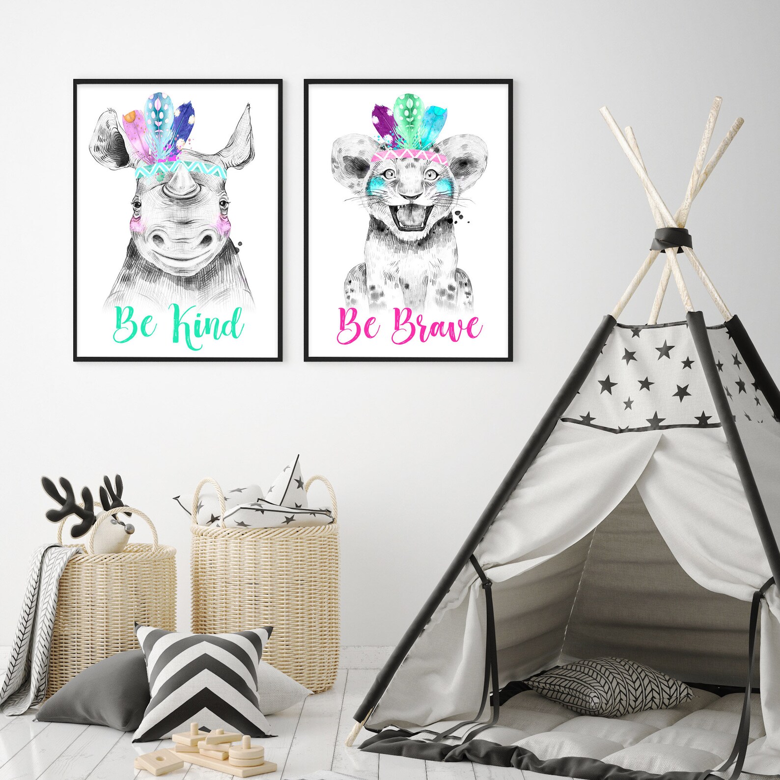 Cute Gender Neutral Safari Animal Nursery Print Set Nursery | Etsy ...