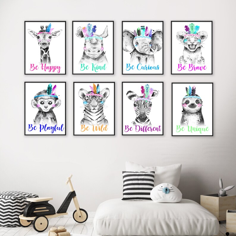 Cute Gender Neutral Safari Animal Nursery Print Set Nursery - Etsy ...