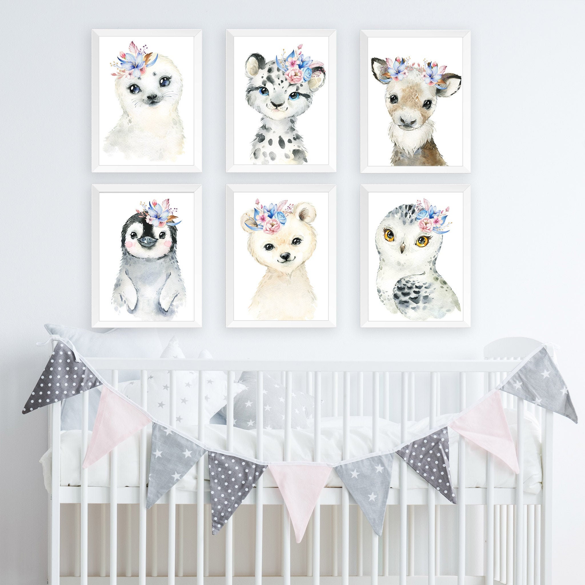 Cute Arctic Animal Nursery Print Set Nursery Art Baby Room | Etsy