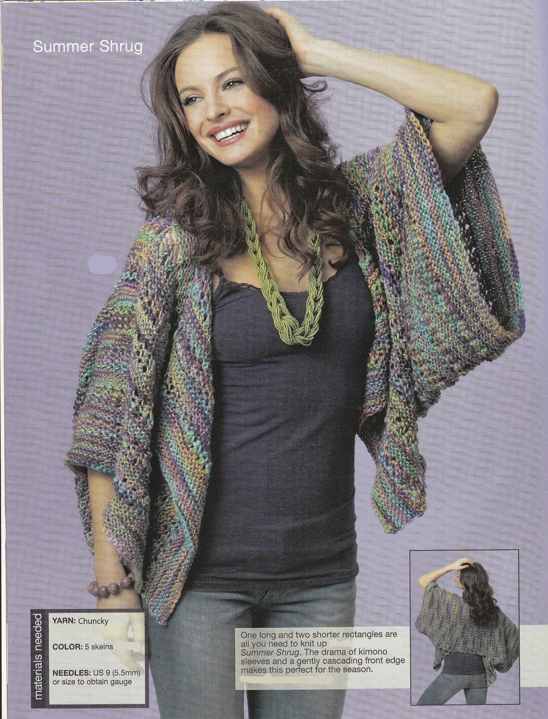 Knitting Shrug Pattern, Ladies Shrug With Kimono Sleeves.pdf Instant ...