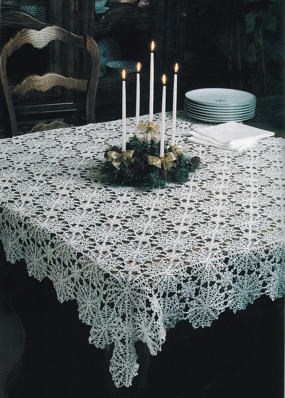 Crochet Tablecloth Pattern Square Circle Motif Pdf instant | Etsy