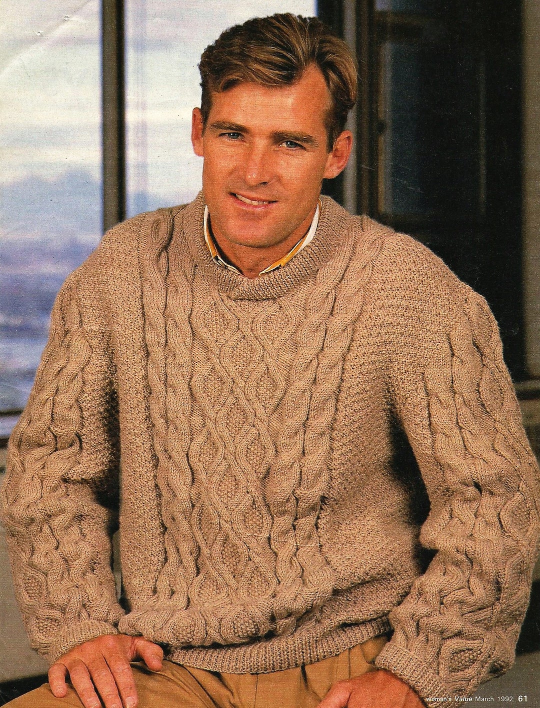 Mens Knitted Jersey Pattern : Country Cable, Pdf Instant Download. - Etsy