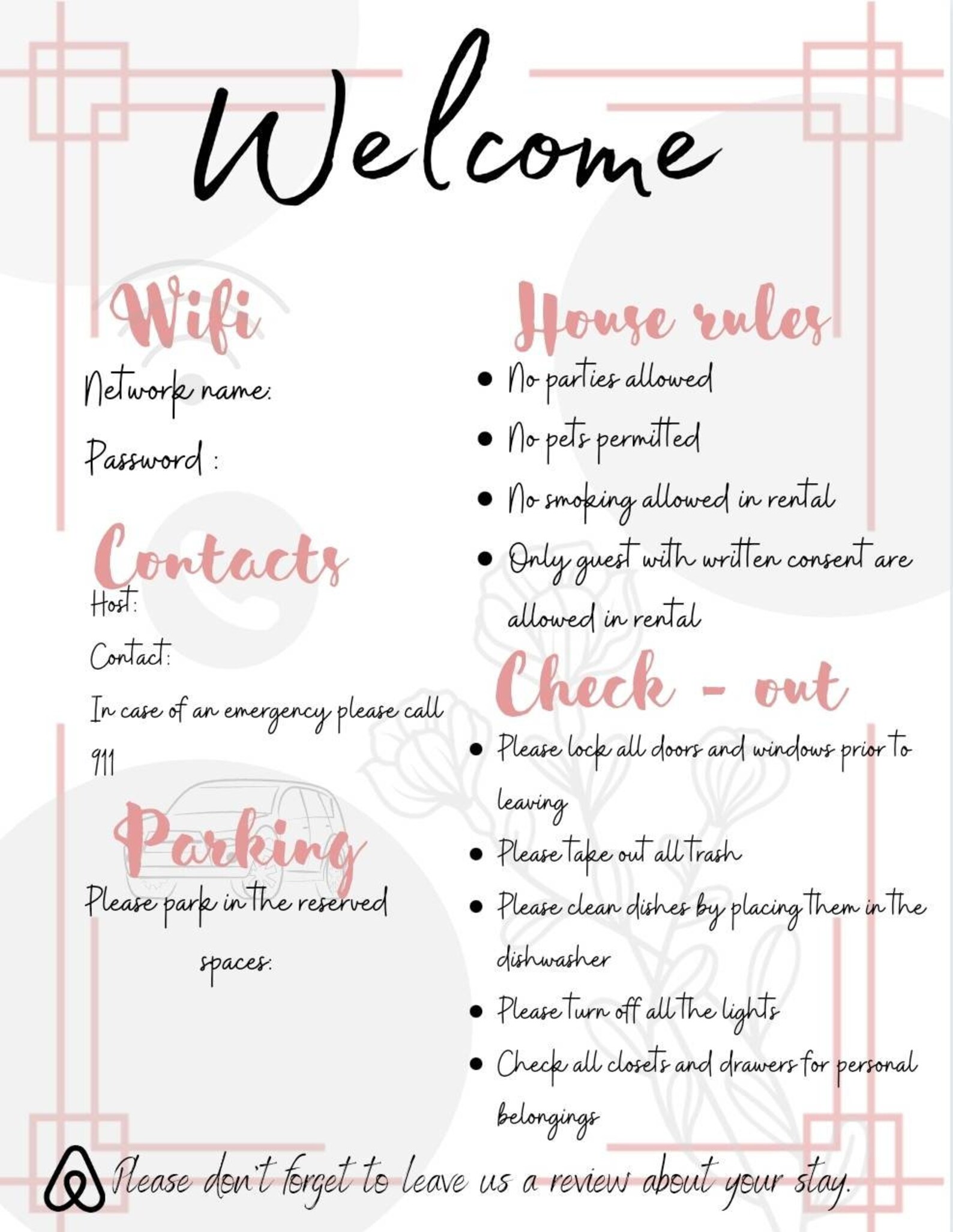 Printable Airbnb House Rules Template Printable World Holiday