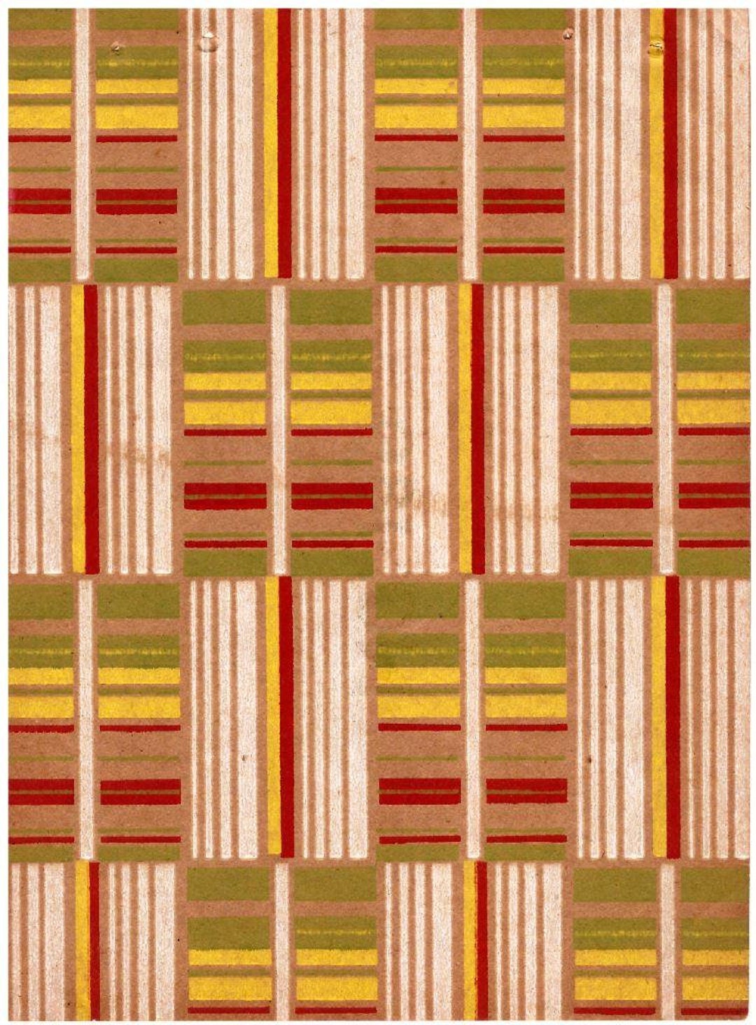 Vintage Print Hand Colored Wallpaper Catalogue Design Pattern Sample No ...