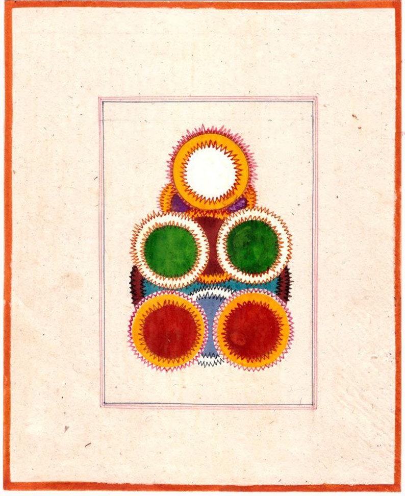 Tantra Painting on Old Paper Indian Spiritual Art Cosmic Energy Art ...