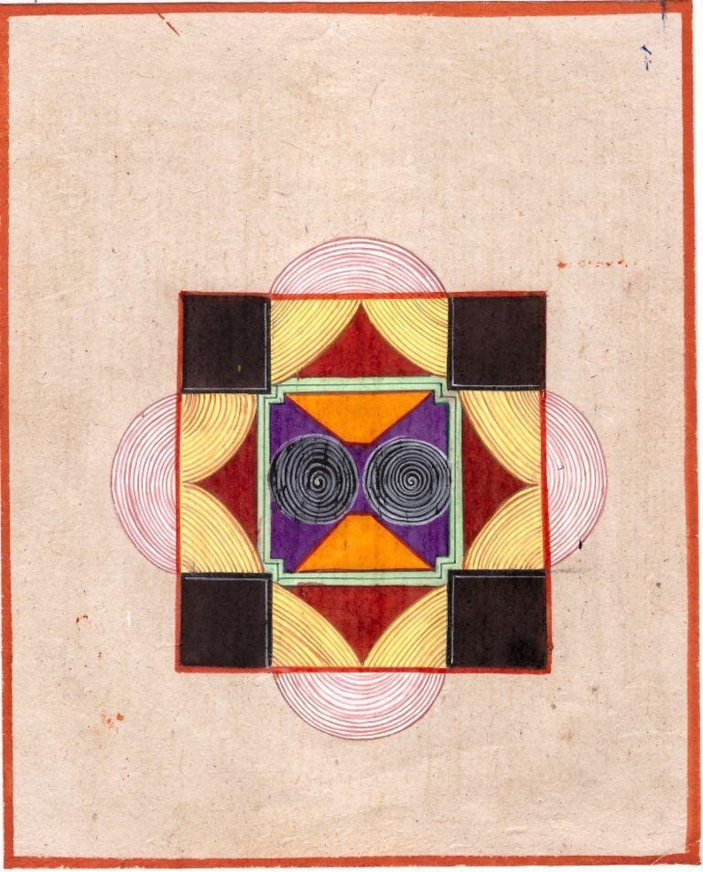 Tantra Painting on Old Paper Indian Spiritual Art Cosmic Energy Art ...