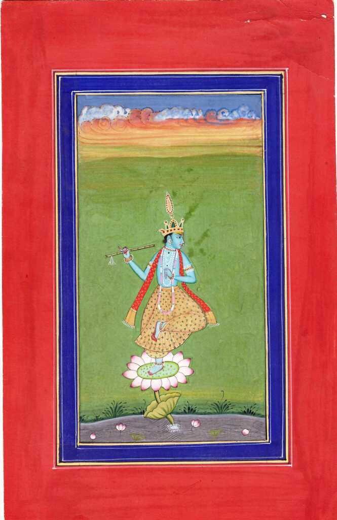 Buy Beautiful Indian Miniature Painting of Lord Krishna With Flute Real ...